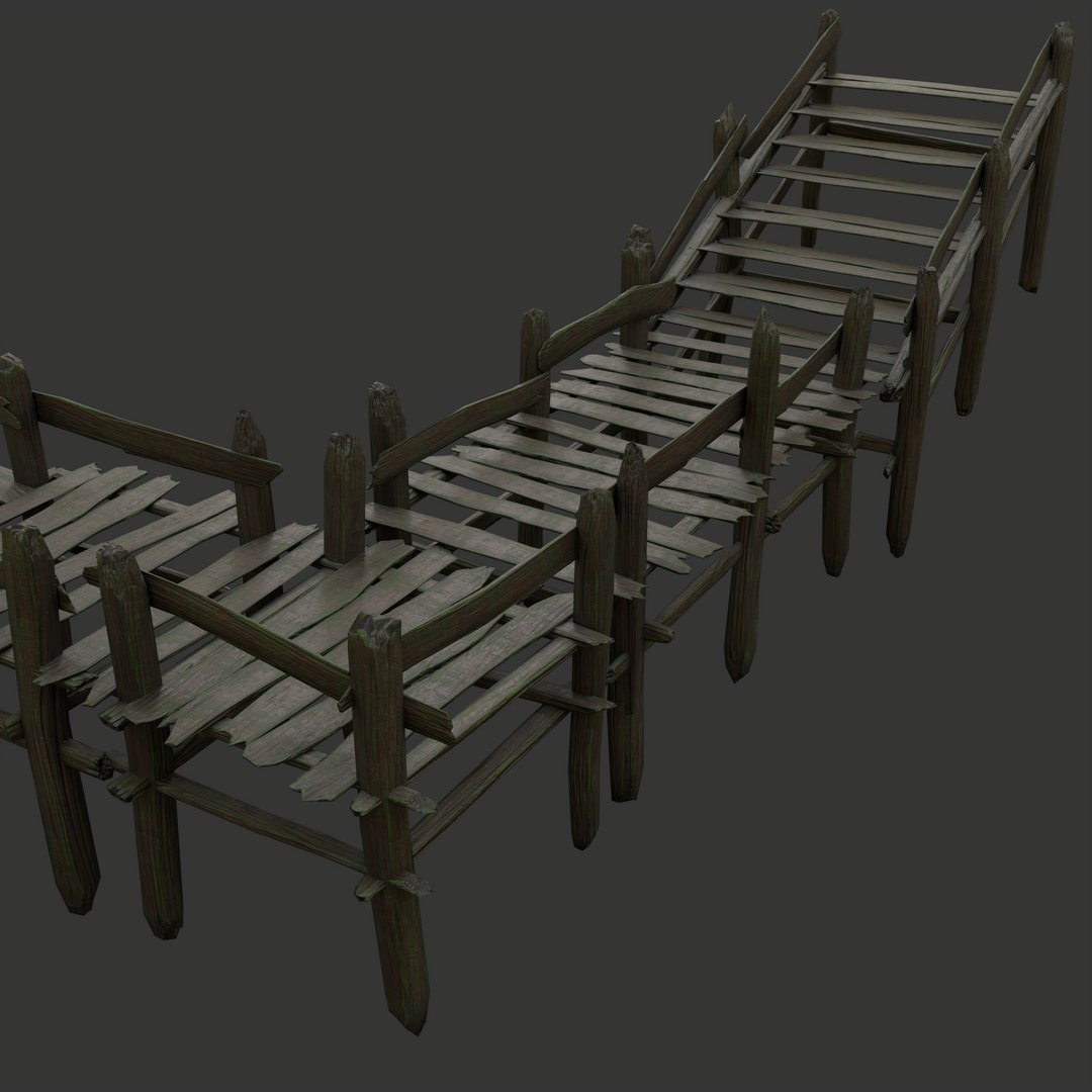 Wooden Rickety Modular Bridge Model - TurboSquid 2199836