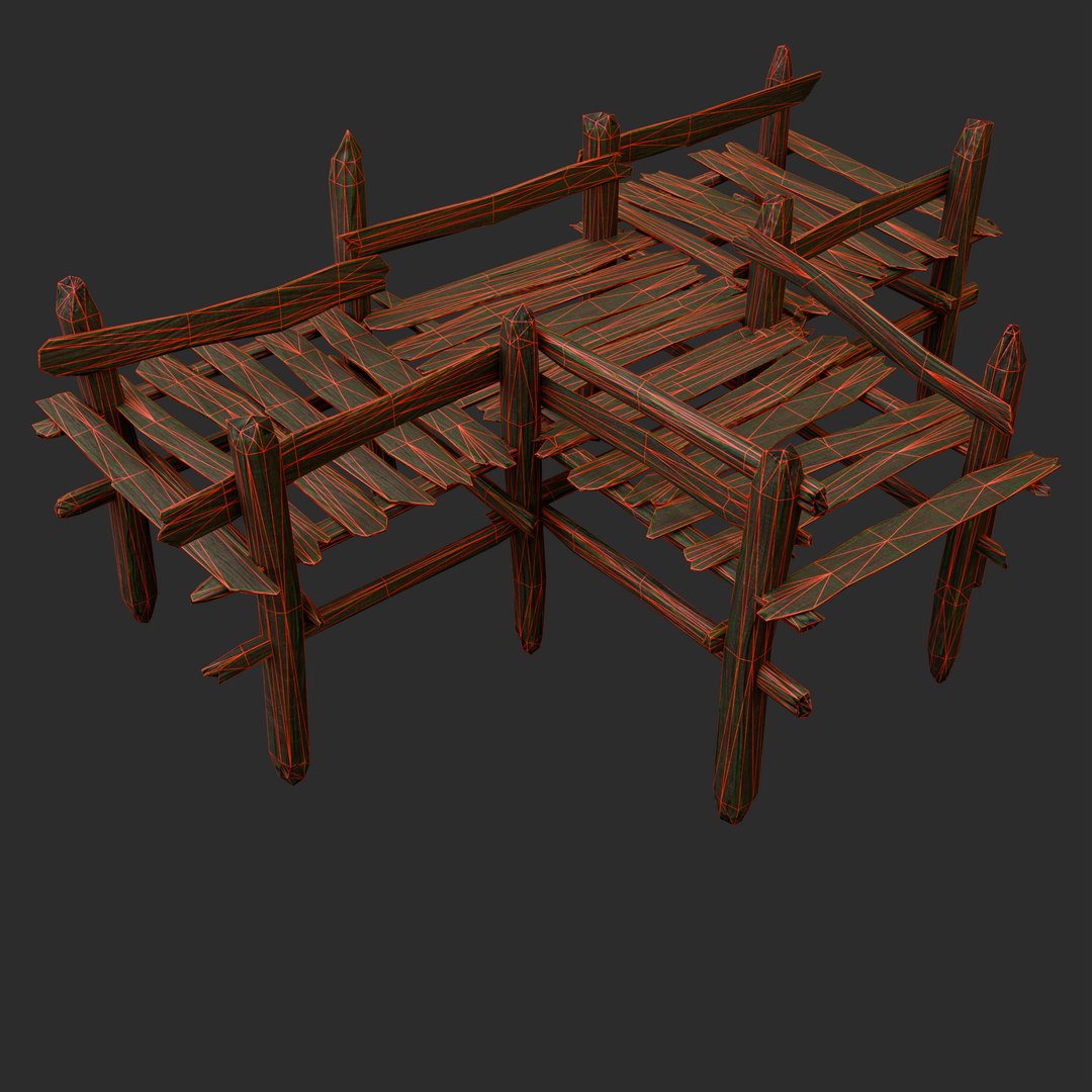 Wooden Rickety Modular Bridge Model - TurboSquid 2199836