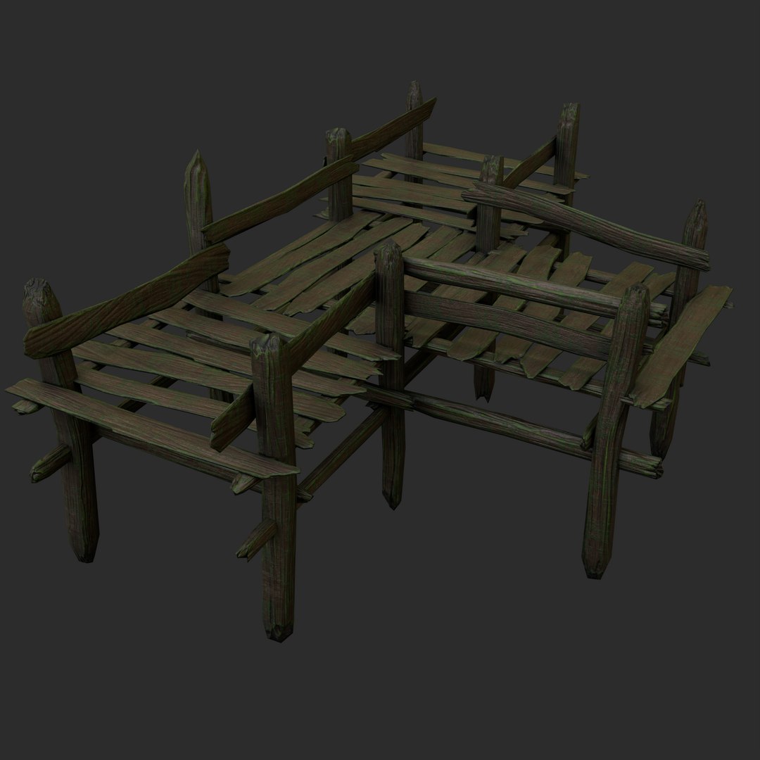 Wooden Rickety Modular Bridge Model - TurboSquid 2199836