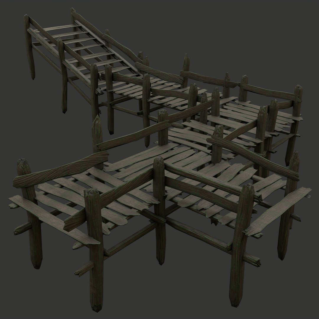Wooden Rickety Modular Bridge Model - TurboSquid 2199836