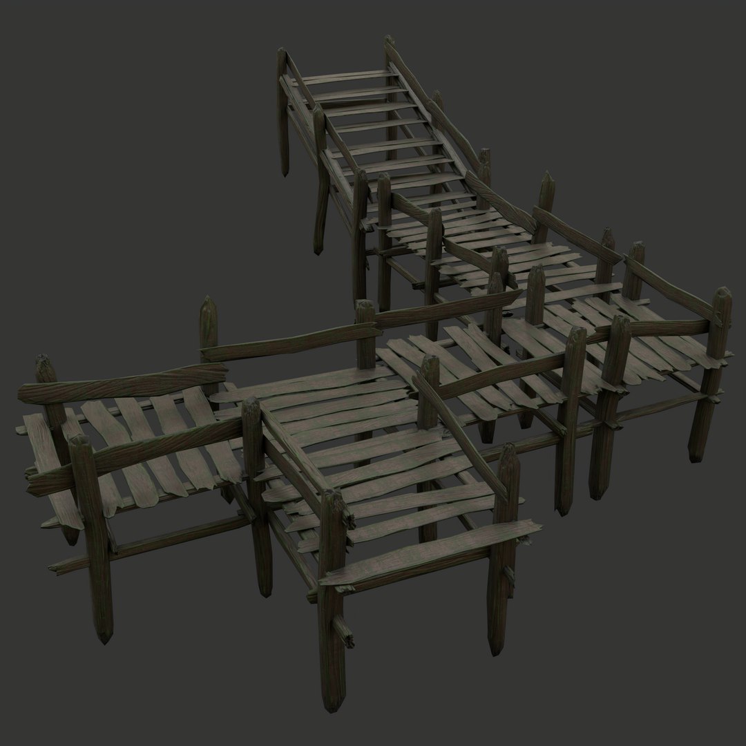 Wooden Rickety Modular Bridge Model - TurboSquid 2199836