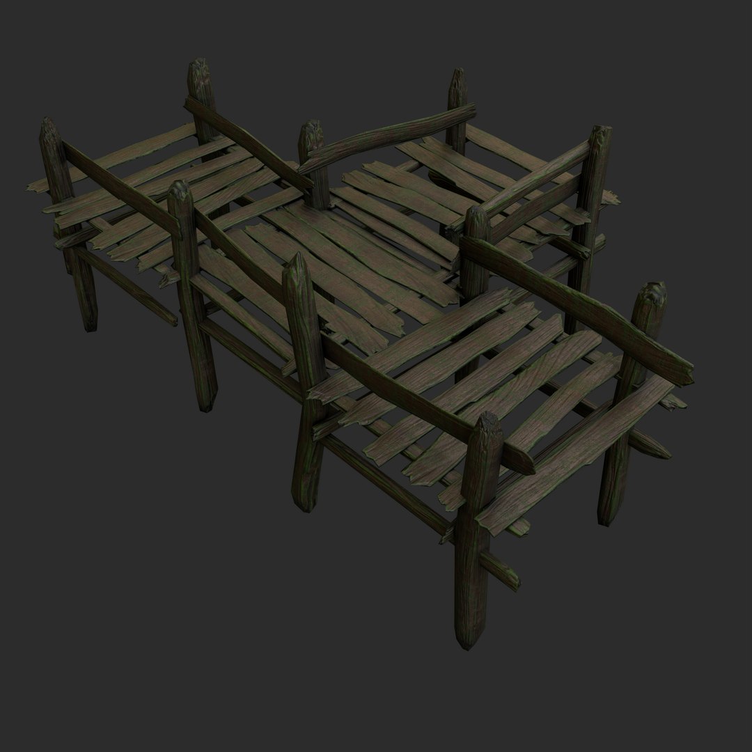 Wooden Rickety Modular Bridge Model - TurboSquid 2199836