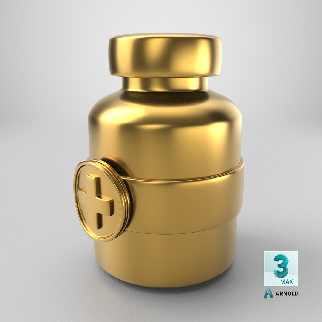 Golden Medicine Bottle 3D - TurboSquid 2421725
