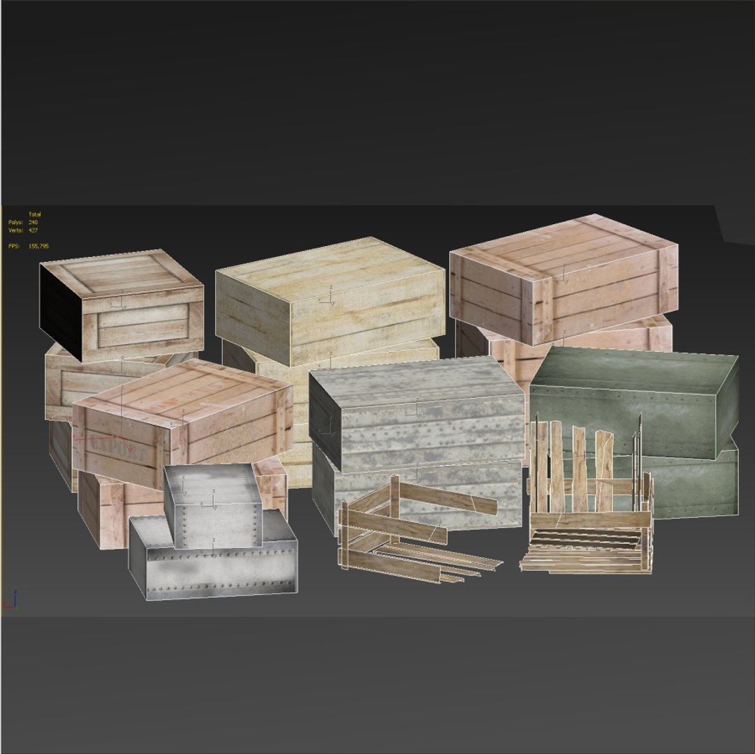 3D Wooden Metal Boxes - TurboSquid 1557455
