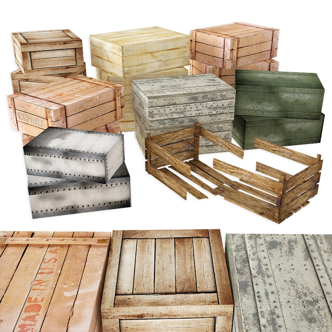 3D Wooden Metal Boxes - TurboSquid 1557455