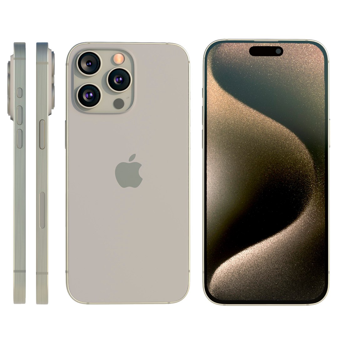 Apple IPhone 15 Pro Natural Titanium 3D - TurboSquid 2131775