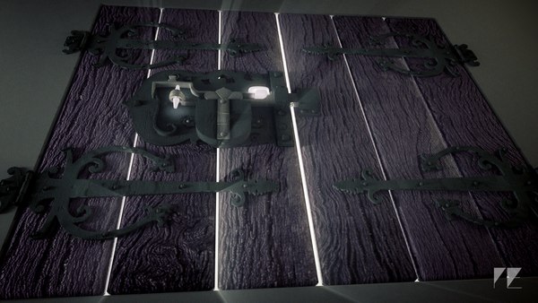 whimsical fantasy trap door lock 3d obj