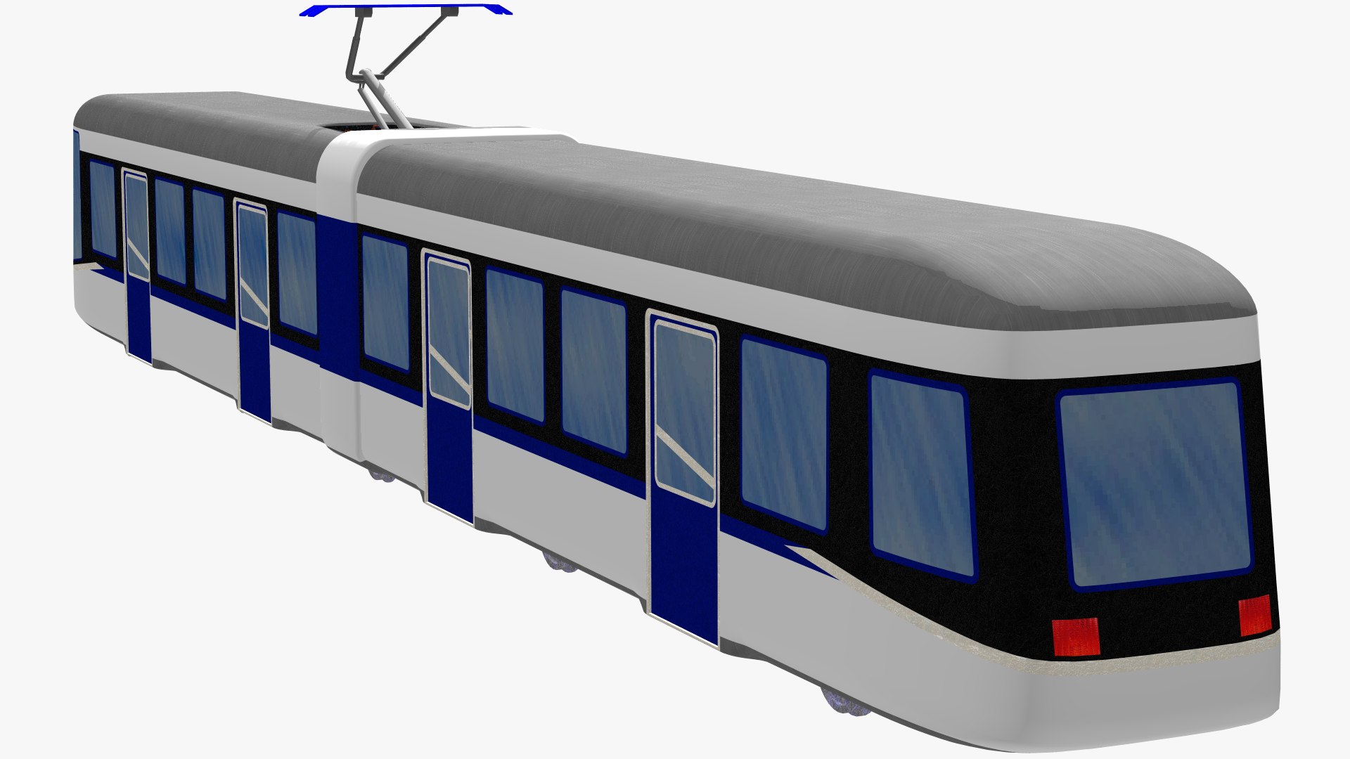Tram - Light Rail - Futuristic Low-floor 2-segment Tram 3D Model ...