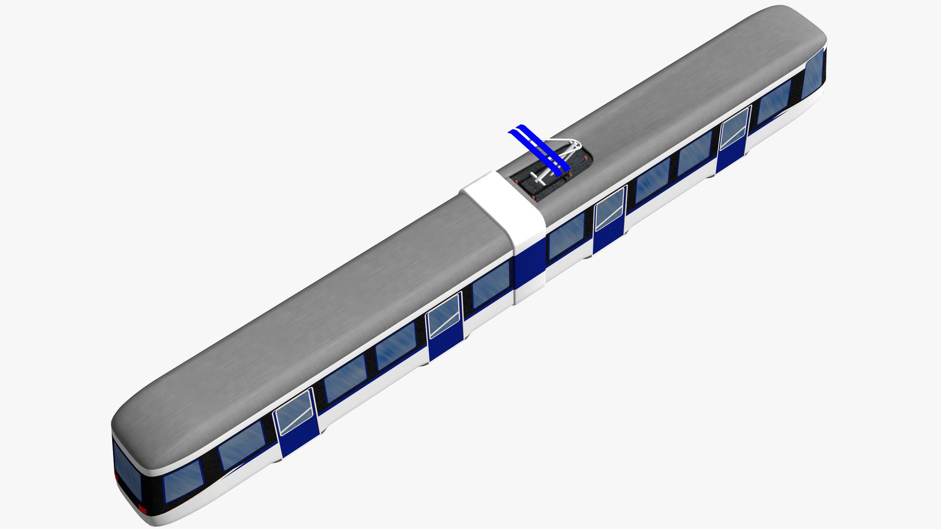 Tram - Light Rail - Futuristic Low-floor 2-segment Tram 3D Model ...