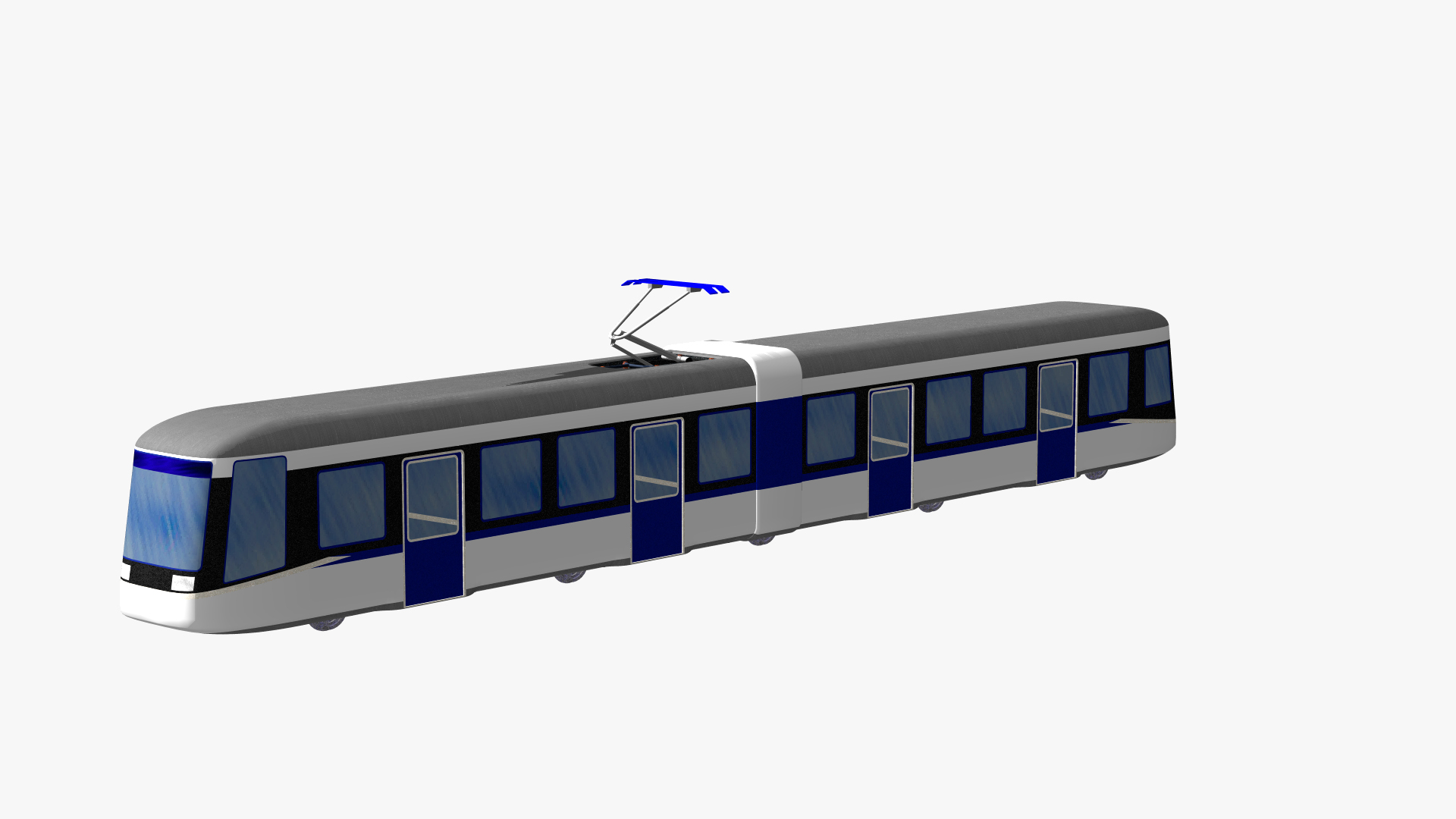 Tram - Light Rail - Futuristic Low-floor 2-segment Tram 3D Model ...