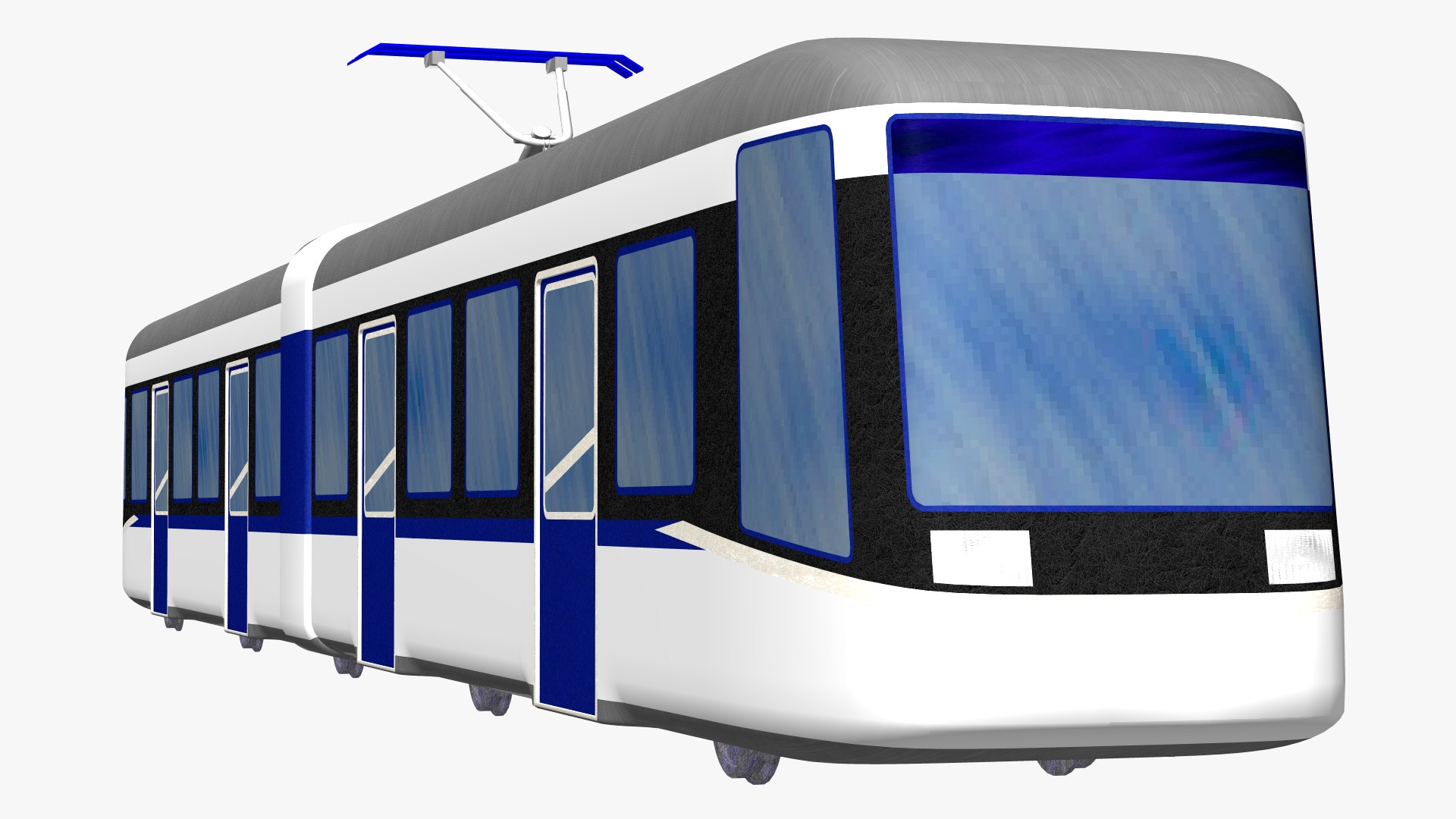 Tram - Light Rail - Futuristic Low-floor 2-segment Tram 3D Model ...