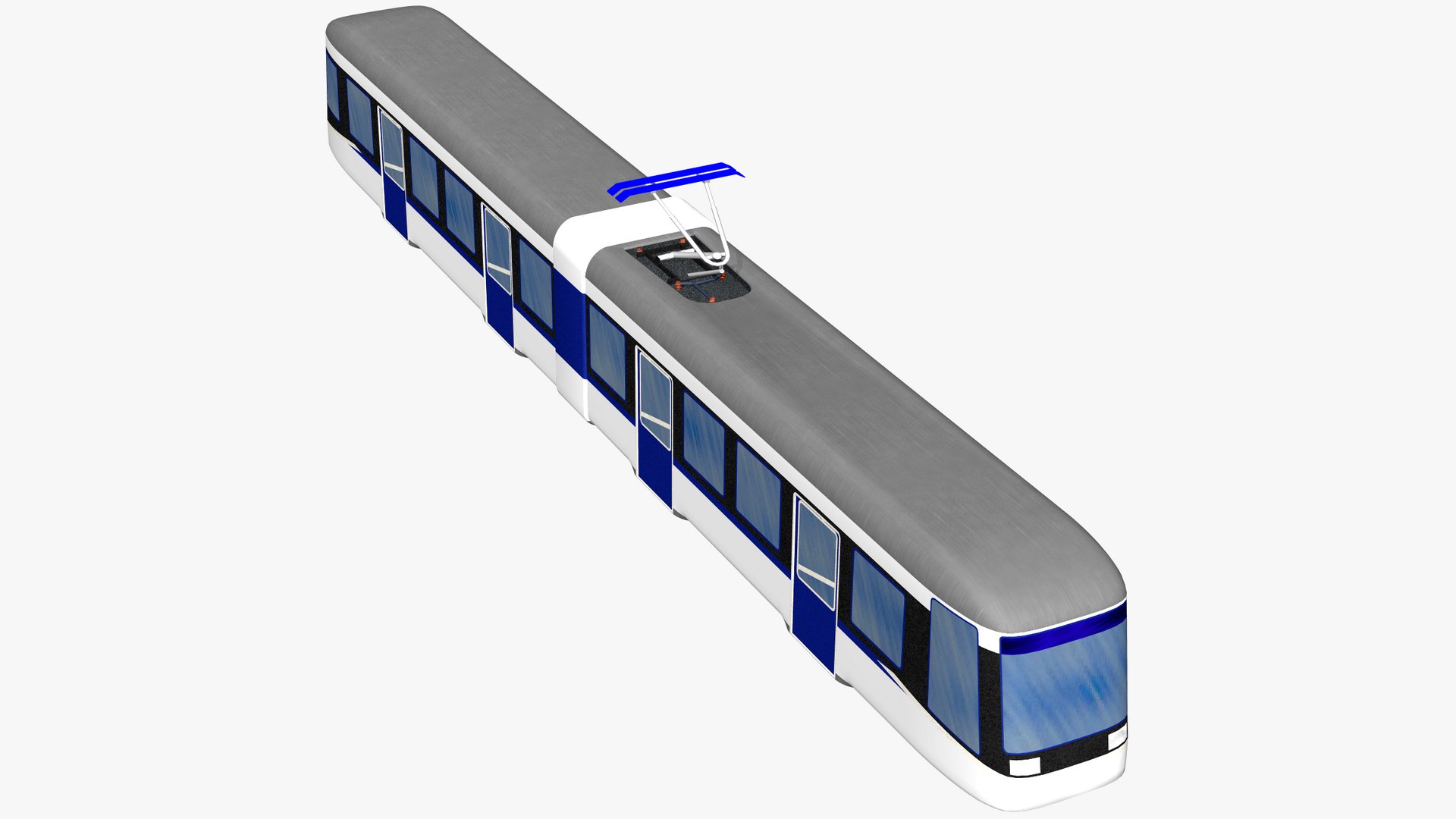 Tram - Light Rail - Futuristic Low-floor 2-segment Tram 3D Model ...