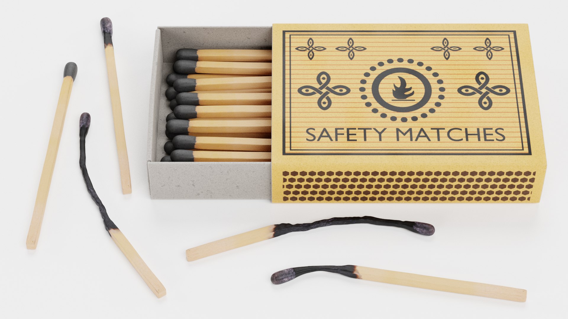 3D Matchboxes With Matches And Burned Matches Model - TurboSquid 2193059