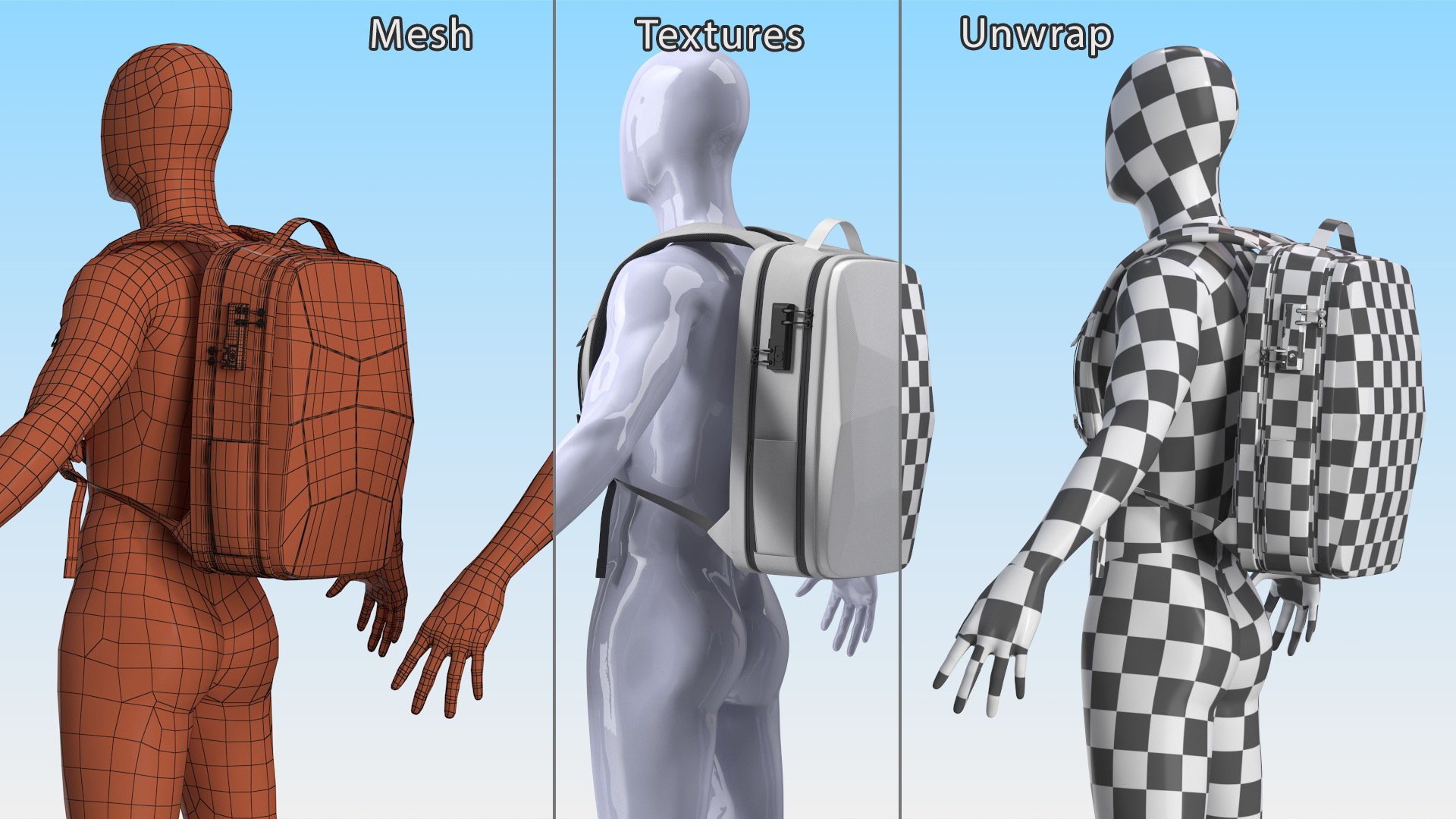 3D model Anti-theft Laptop Backpack Grey on Mannequin - TurboSquid 2137739
