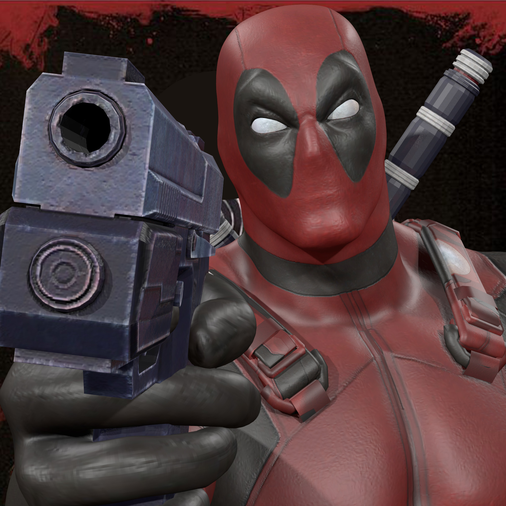 modelo 3d Deadpool Rigged Modelo 3D - Con su espada y pistola ...
