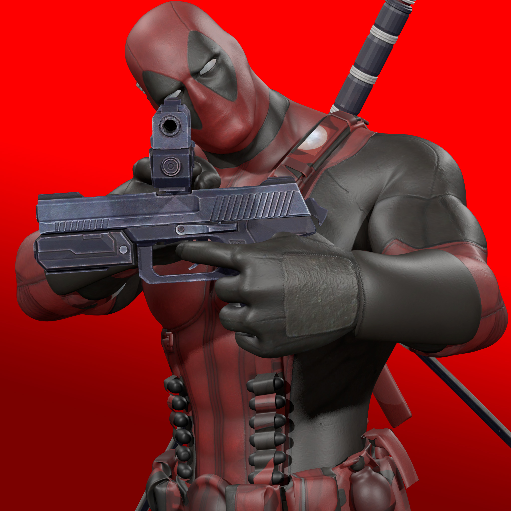 modelo 3d Deadpool Rigged Modelo 3D - Con su espada y pistola ...