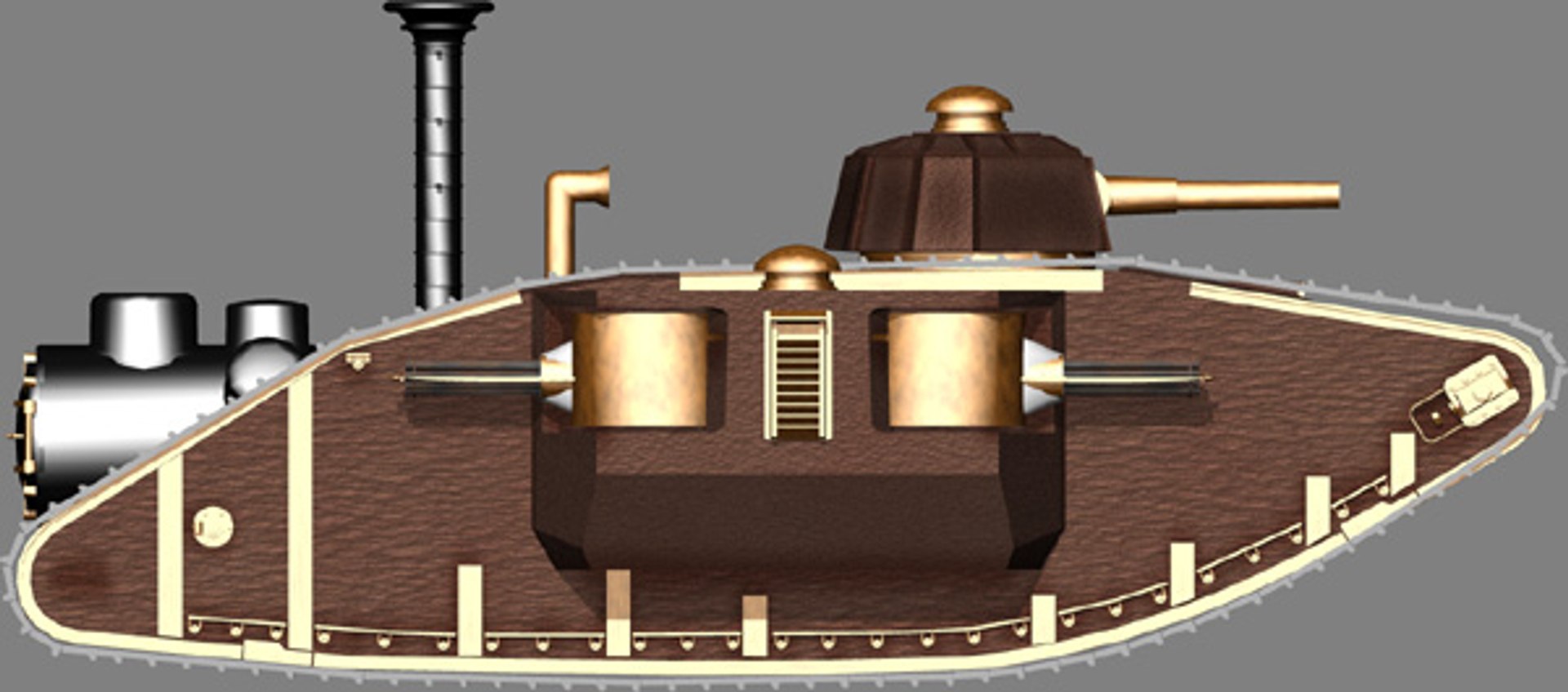 Steampunked Rhomboid Tank 3d Obj