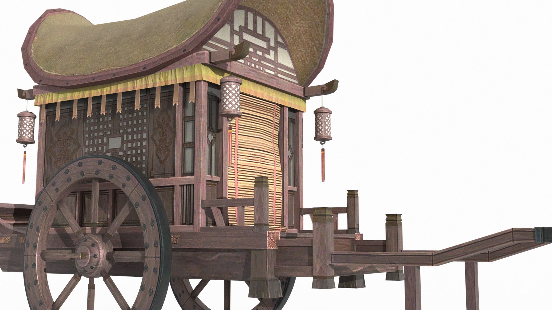 Ancient Asian Sedan Chair With Horse-drawn Carriage 3D Model ...