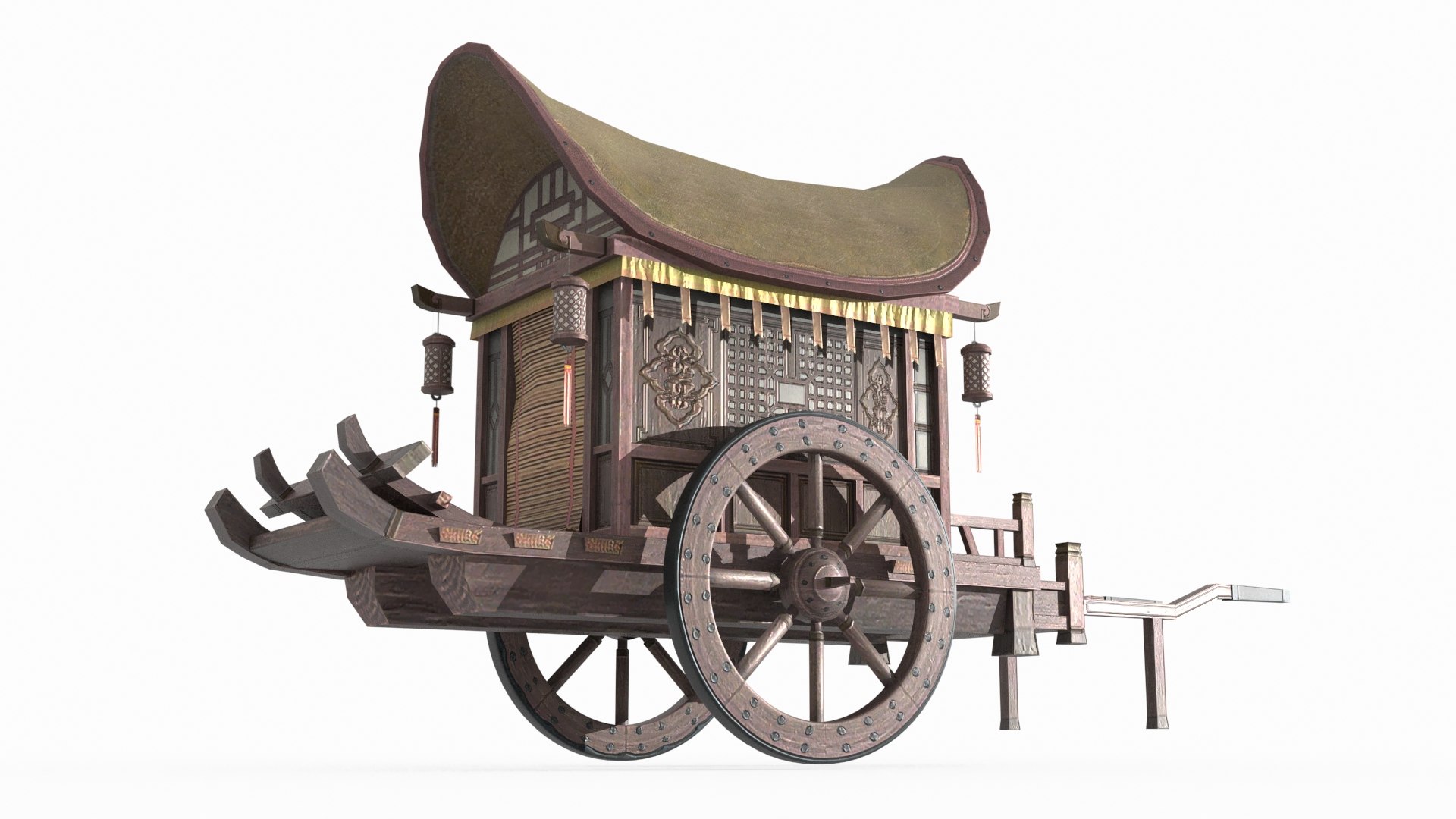Ancient Asian Sedan Chair With Horse-drawn Carriage 3D Model ...
