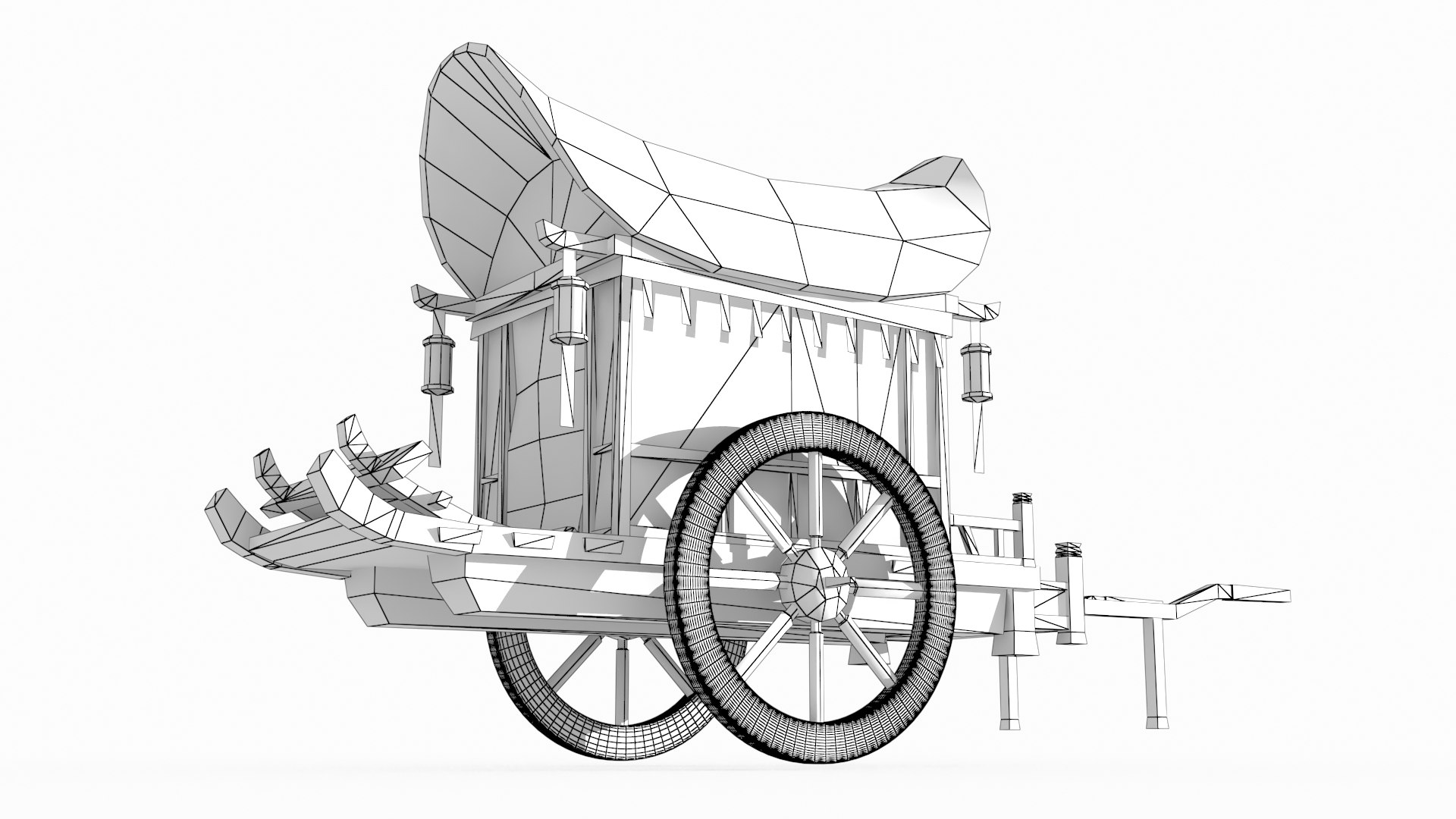 Ancient Asian Sedan Chair With Horse-drawn Carriage 3D Model ...
