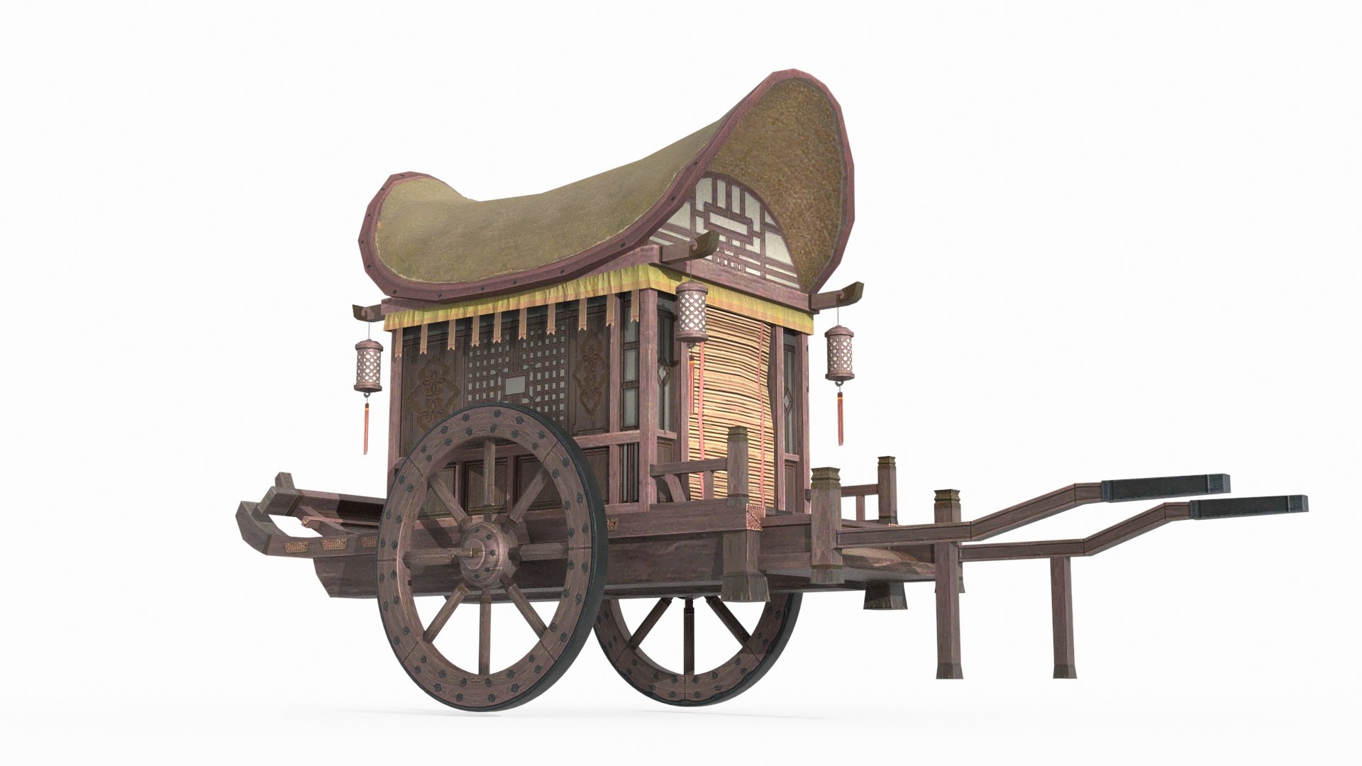 Ancient Asian Sedan Chair With Horse-drawn Carriage 3D Model ...