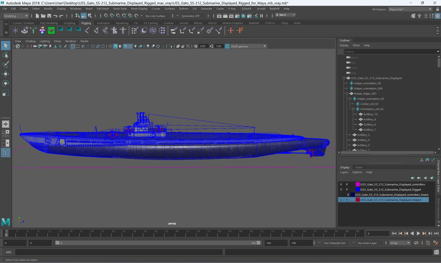 3D USS Gato SS-212 Submarine Displayed Rigged For Maya - TurboSquid 2505269