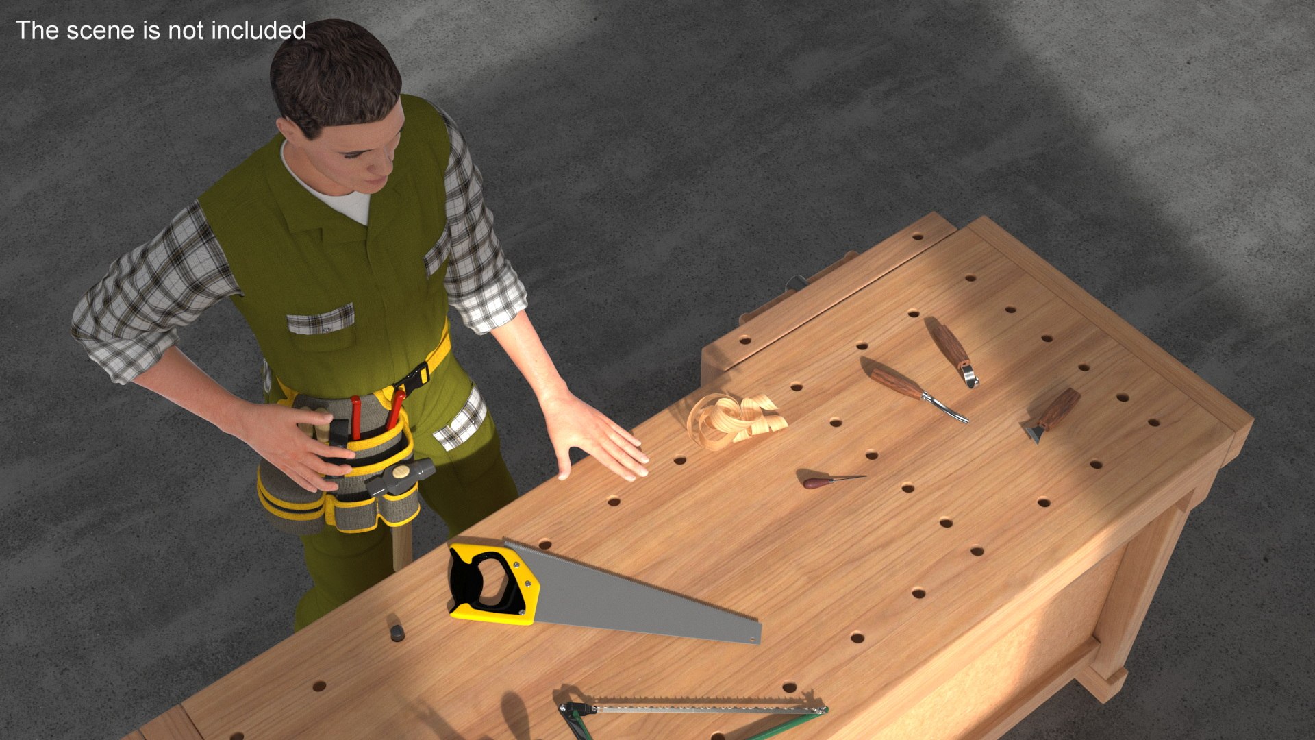Carpenter Working At Woodworking Bench With Tools 3D Model - TurboSquid ...