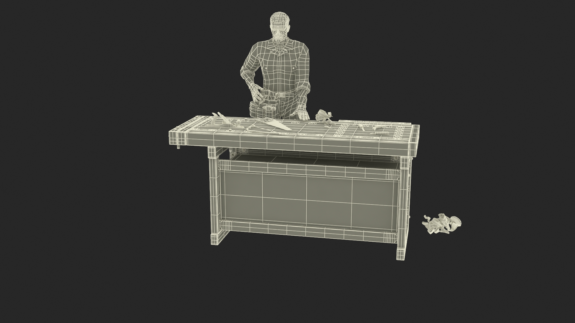 Carpenter Working At Woodworking Bench With Tools 3D Model - TurboSquid ...