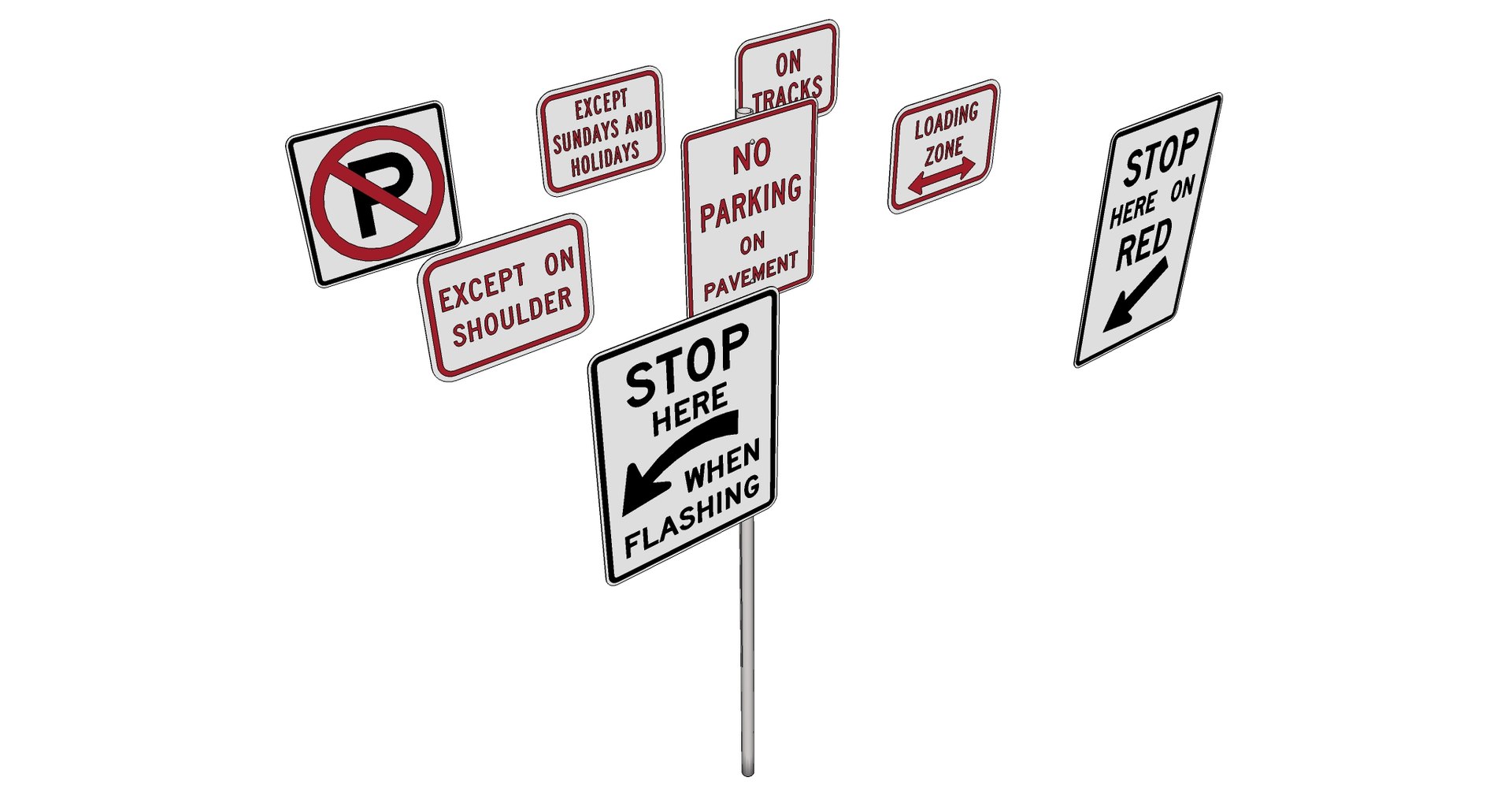 3D Road Sign Series Model - TurboSquid 1383181