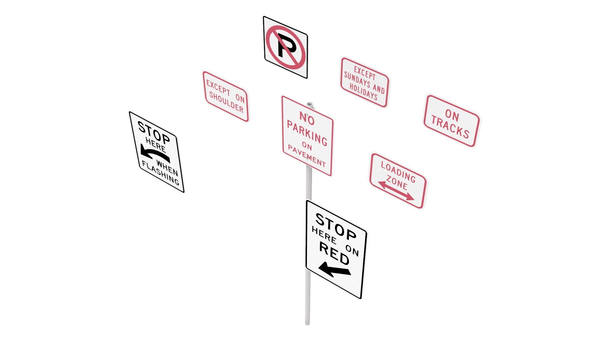 3D Road Sign Series Model - TurboSquid 1383181