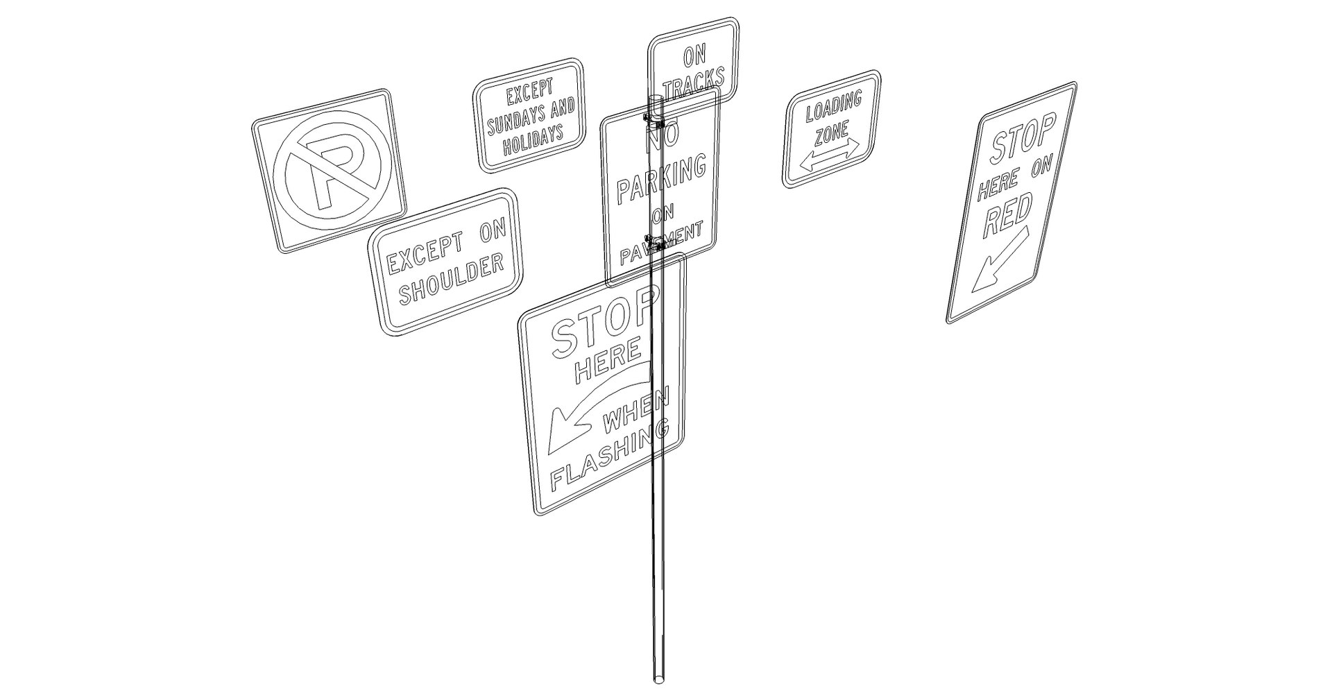 3D Road Sign Series Model - TurboSquid 1383181