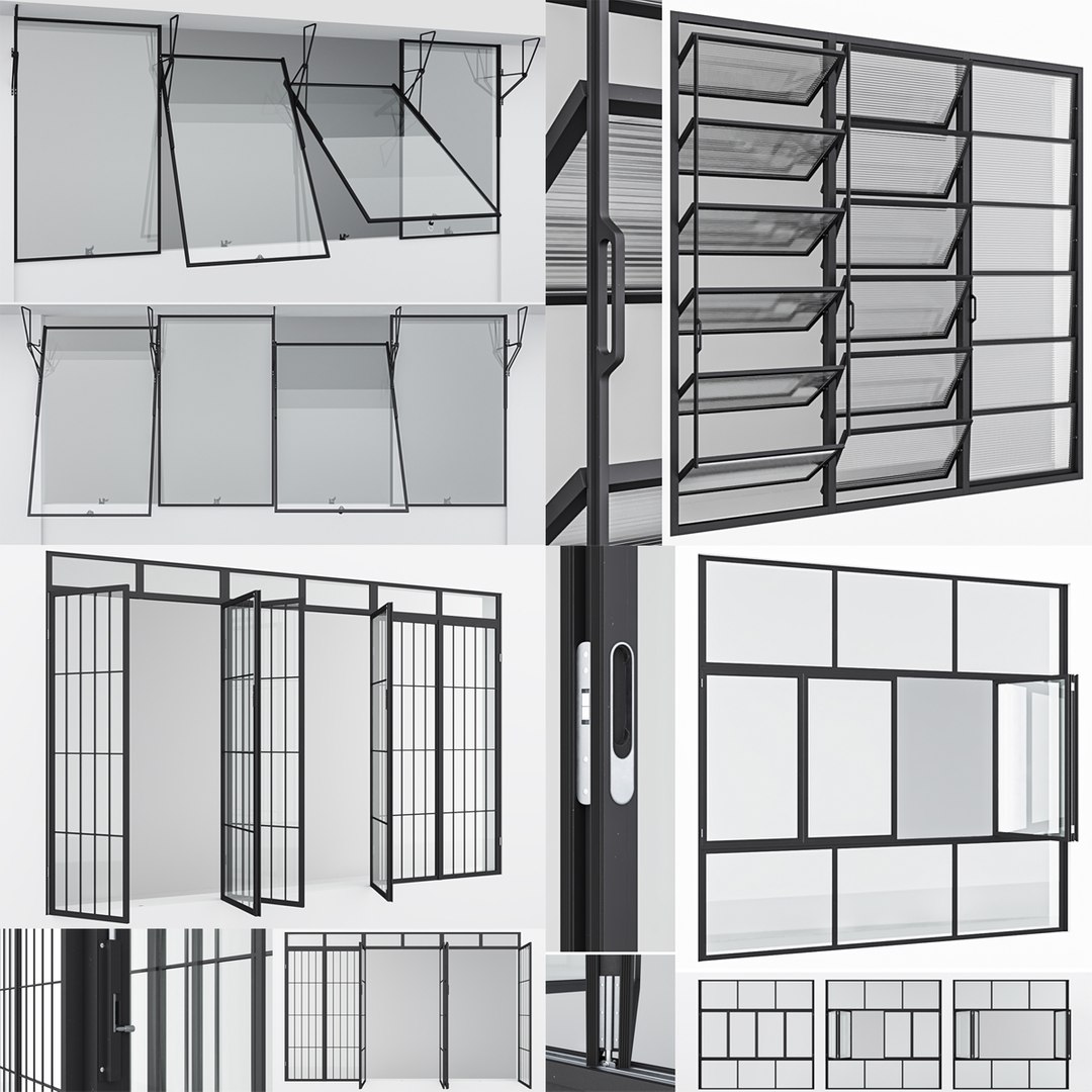 3D model Collection Aluminium window x4 2 - TurboSquid 1875527
