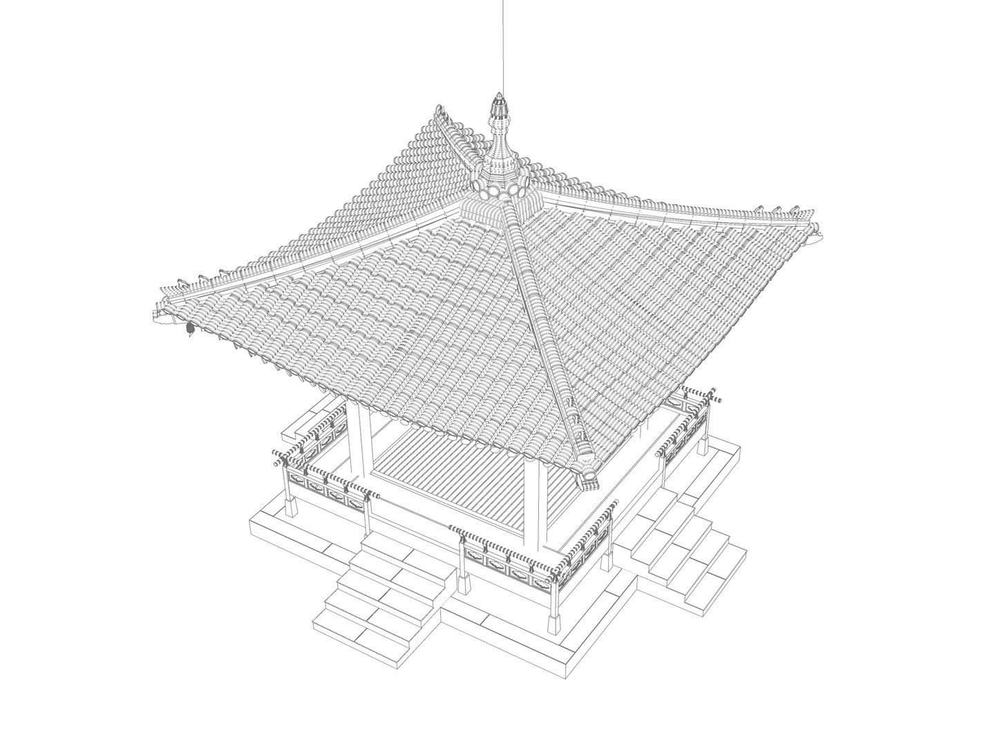 3D Classical Chinese Four-sided Pavilion - TurboSquid 2049057