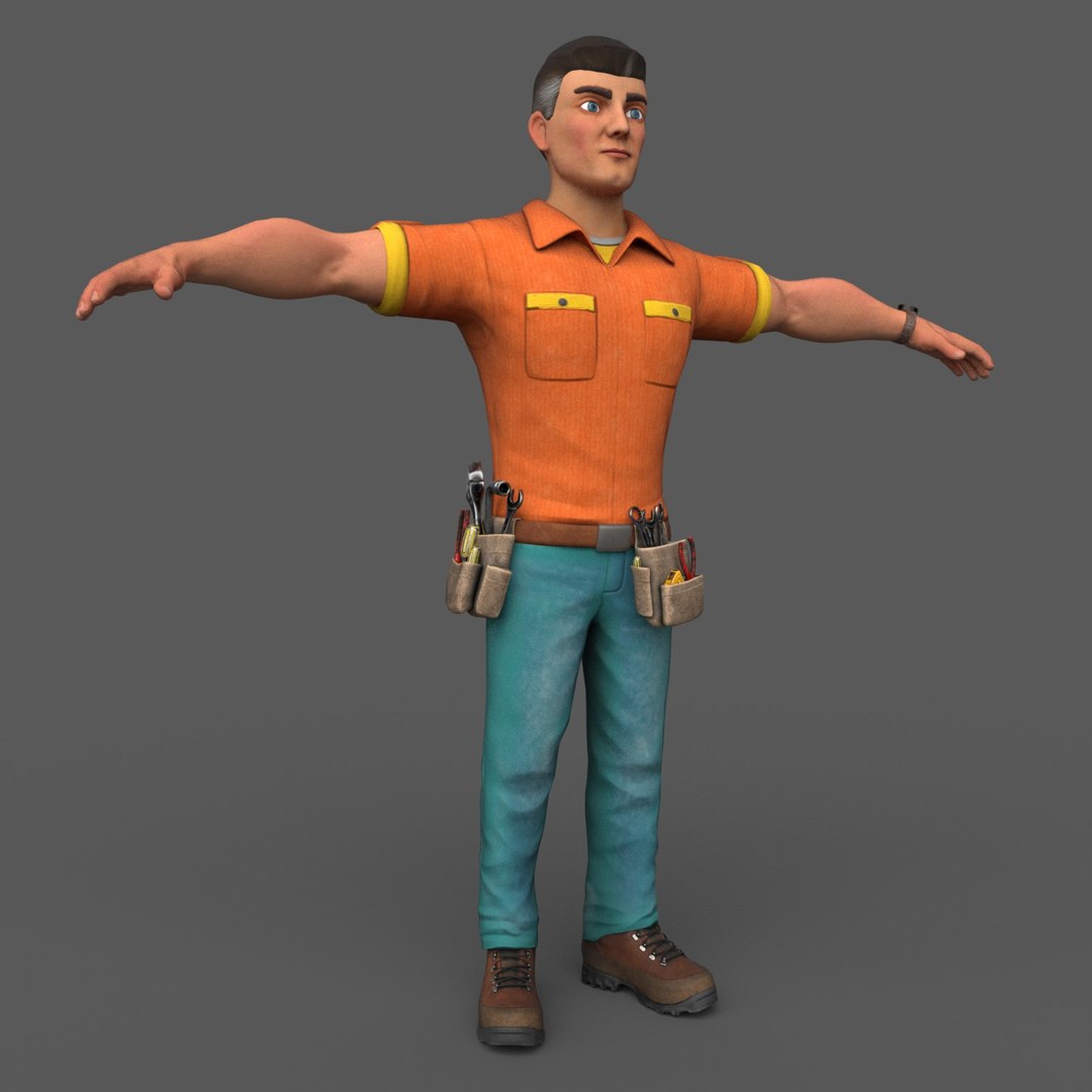 Cartoony Worker Character 3D Model - TurboSquid 1288808