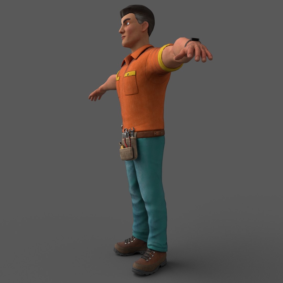 Cartoony Worker Character 3D Model - TurboSquid 1288808