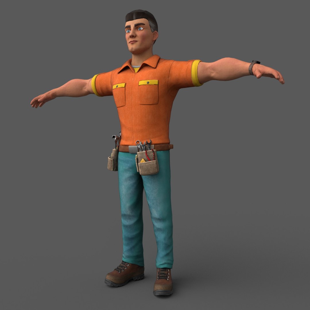 Cartoony Worker Character 3D Model - TurboSquid 1288808