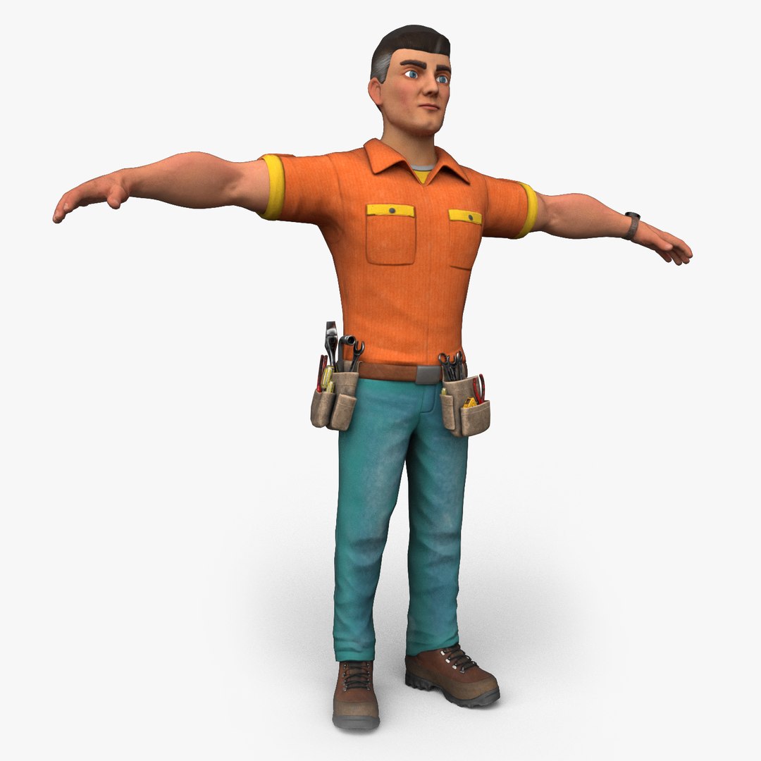 Cartoony Worker Character 3D Model - TurboSquid 1288808
