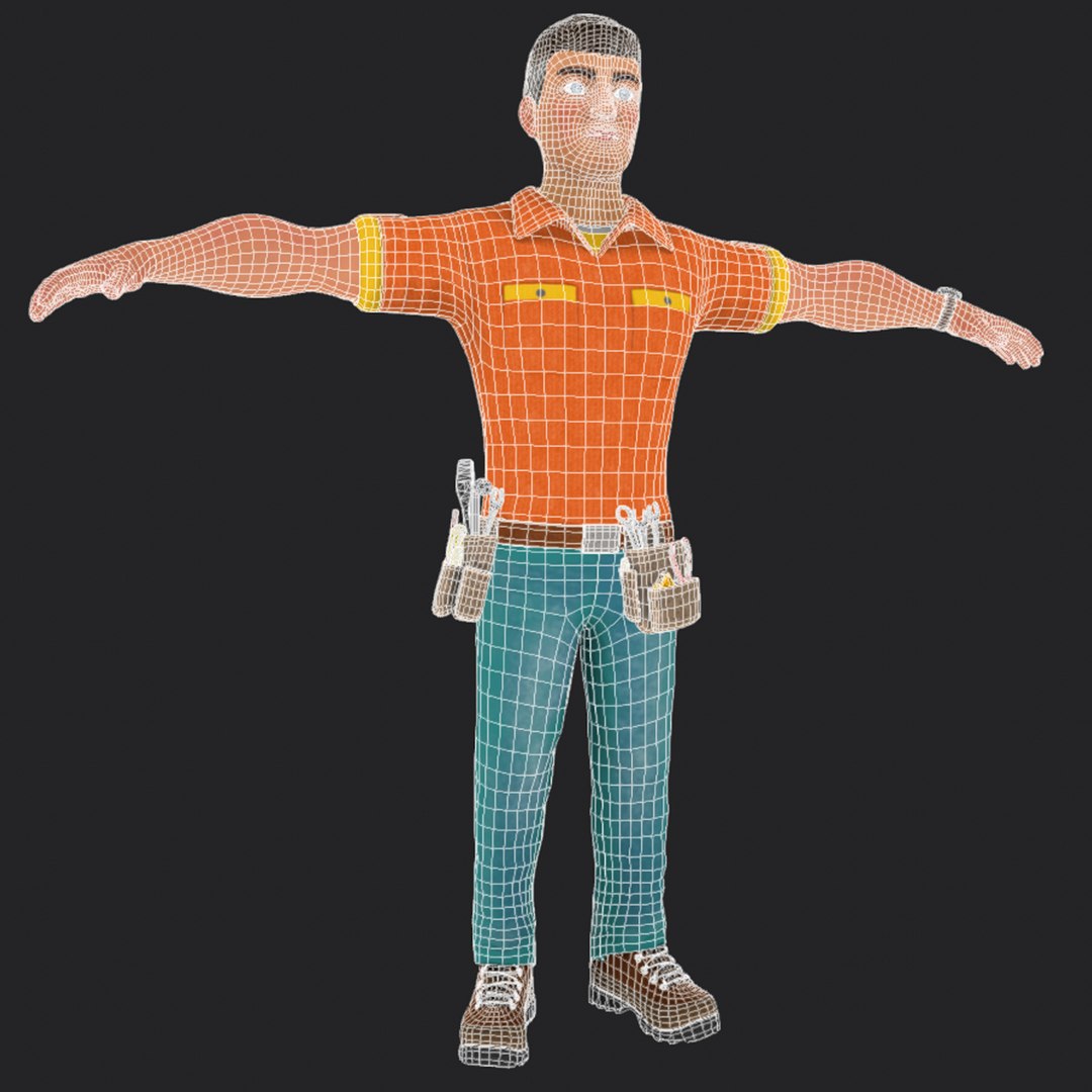Cartoony Worker Character 3D Model - TurboSquid 1288808