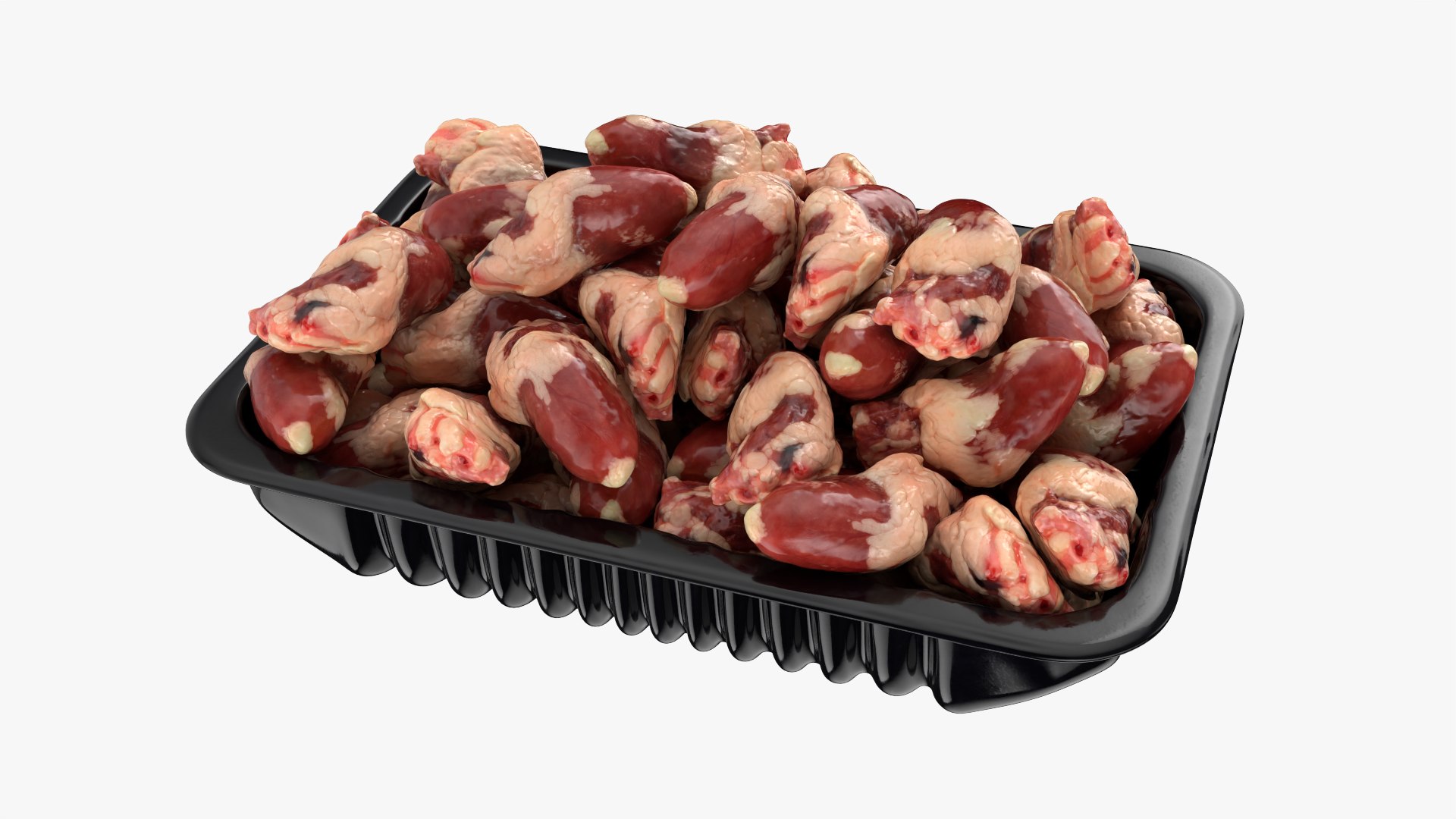 3D Model Chicken Hearts In A Plastic Tray - TurboSquid 2502474