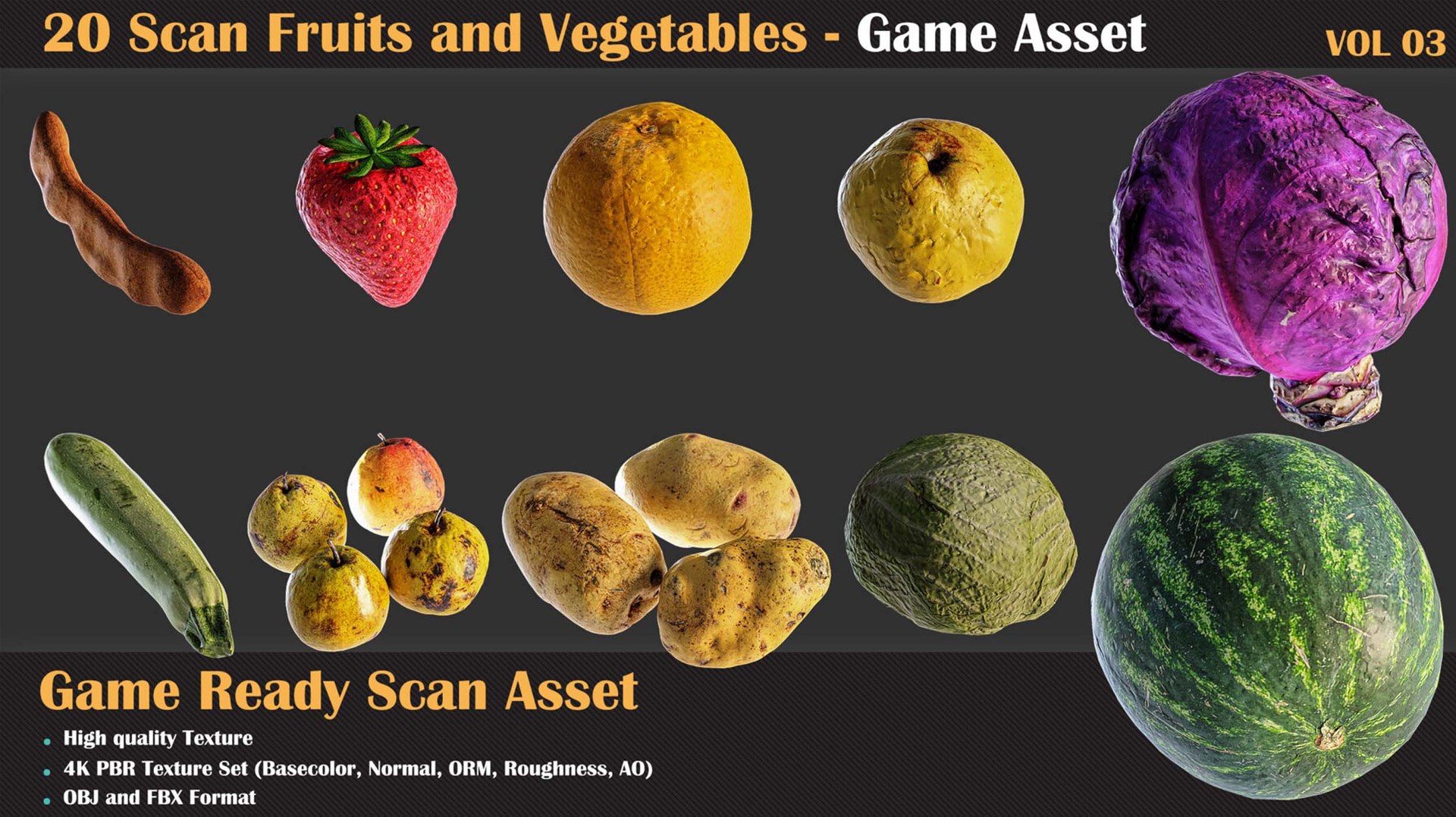 20 Fruit And Vegetation Scan Model VOL03 3D - TurboSquid 2242162