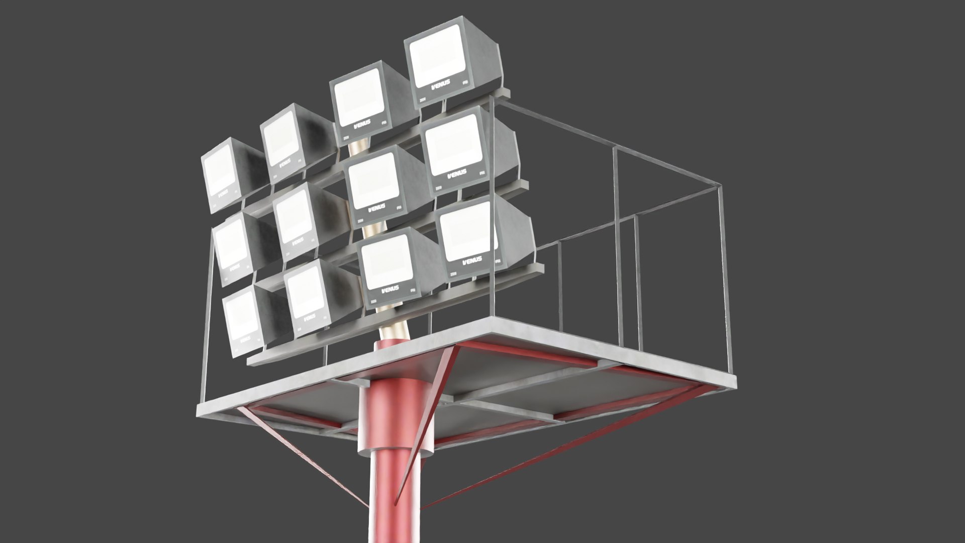 Floodlights Pole 12x Lights Model - TurboSquid 2079346