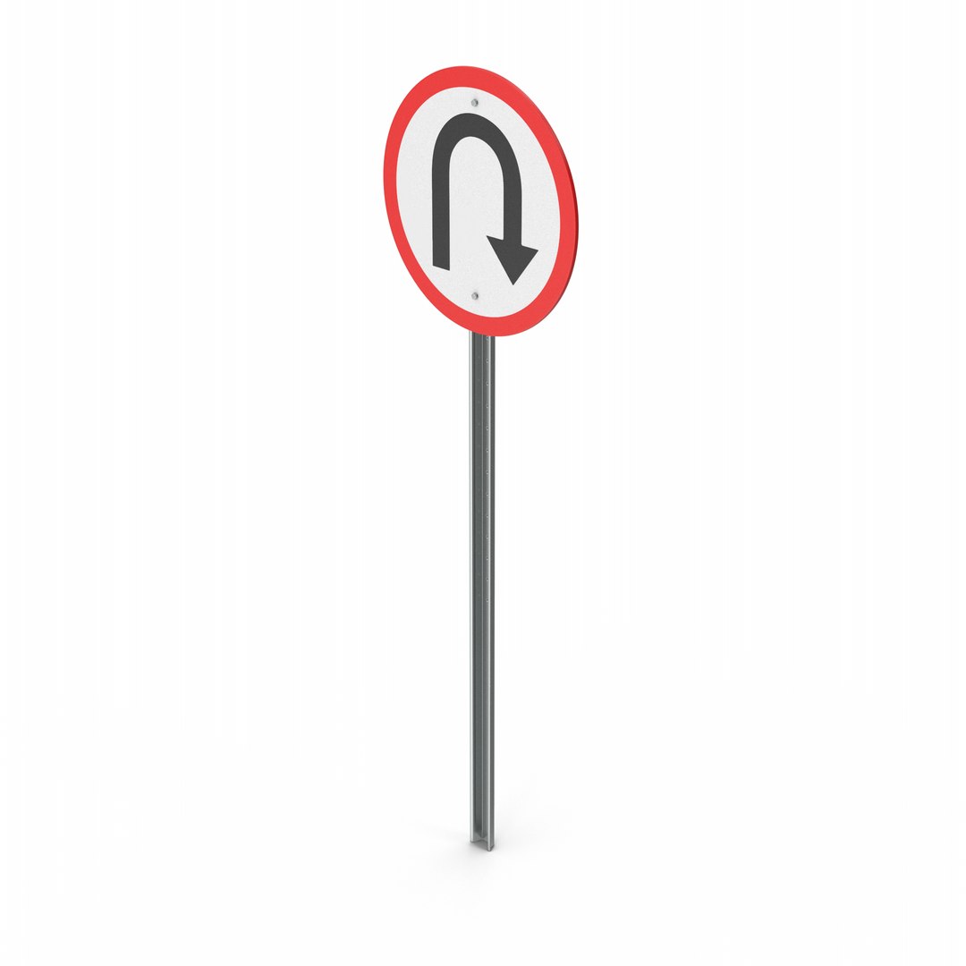 3D U-Turn Road Sign Pole - TurboSquid 2041778