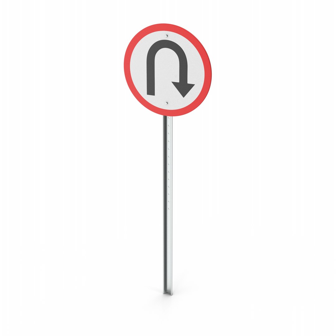3D U-Turn Road Sign Pole - TurboSquid 2041778