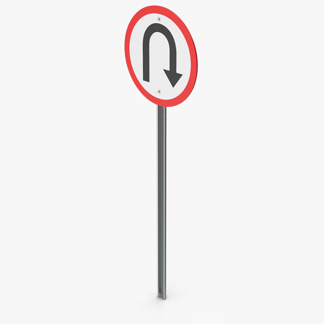 3D U-Turn Road Sign Pole - TurboSquid 2041778