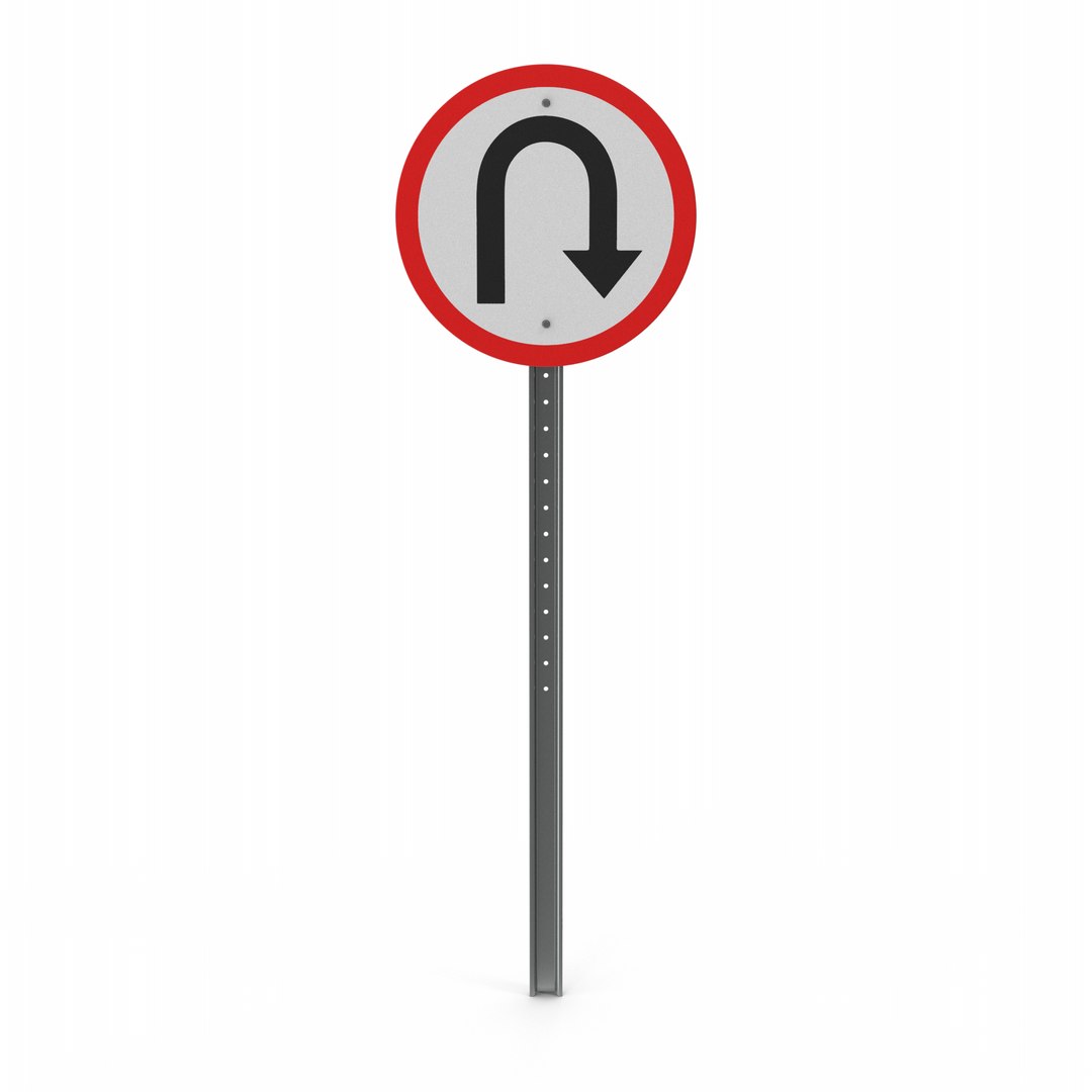 3D U-Turn Road Sign Pole - TurboSquid 2041778