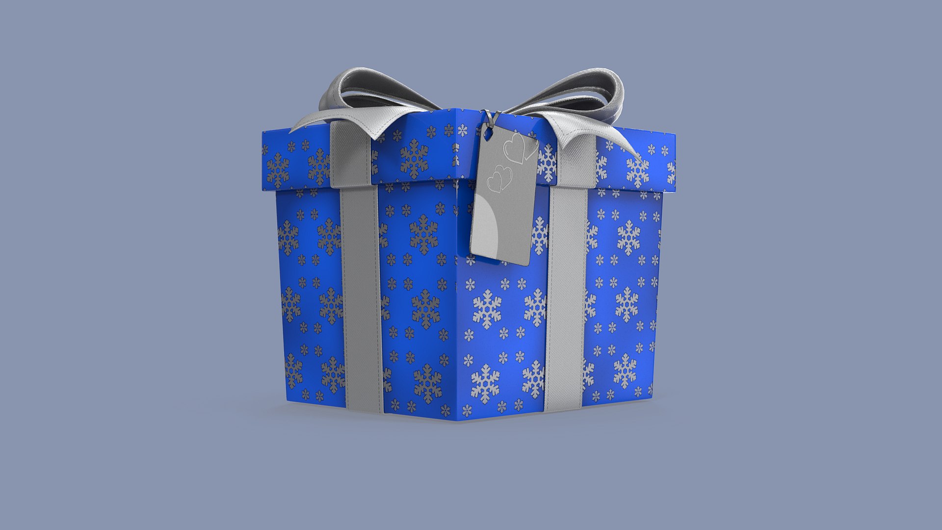 3D Gift Box Cube Label Blue Model - TurboSquid 1741455