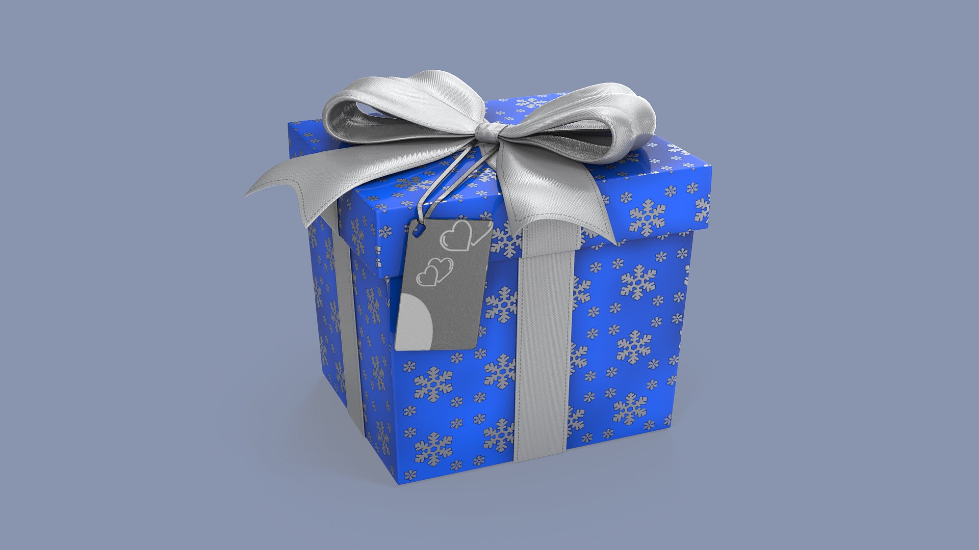 3D Gift Box Cube Label Blue Model - TurboSquid 1741455
