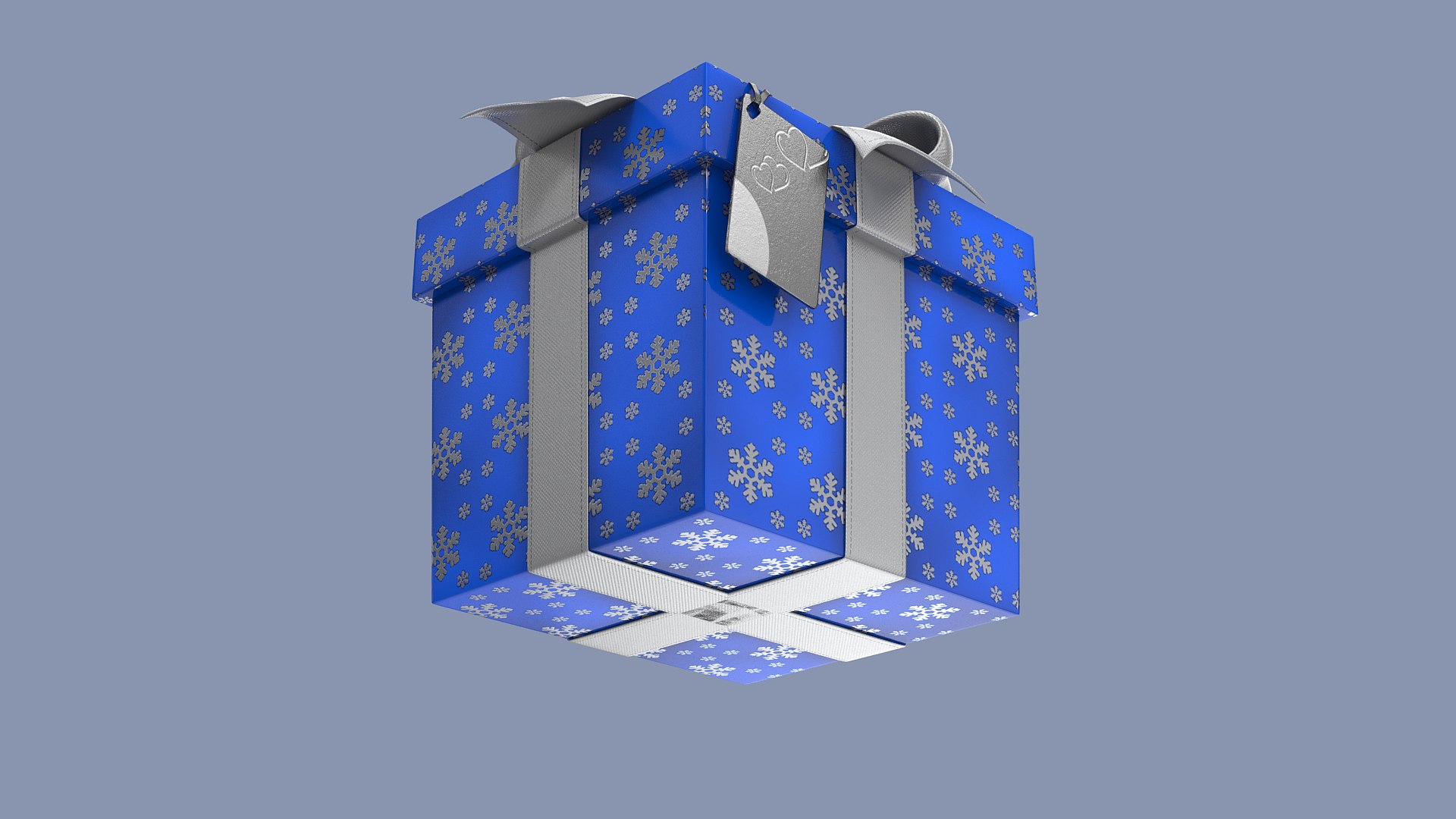 3D Gift Box Cube Label Blue Model - TurboSquid 1741455