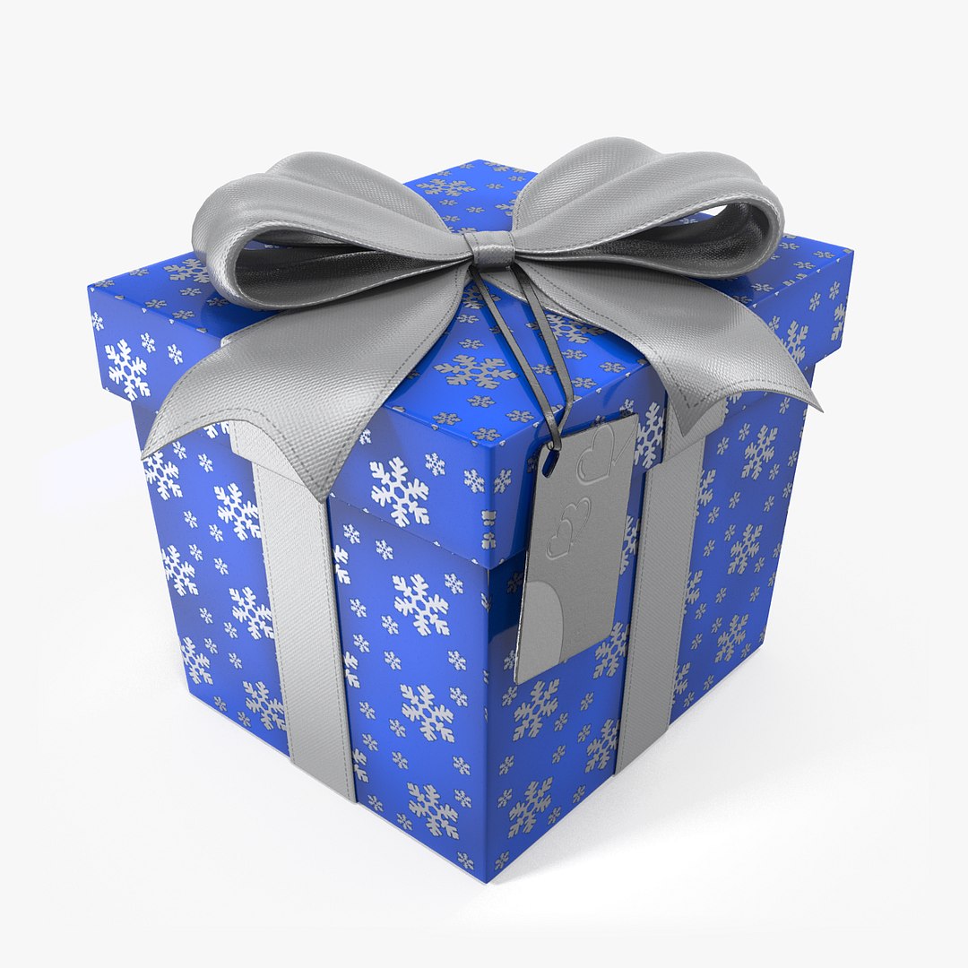 3D Gift Box Cube Label Blue model - TurboSquid 1741455