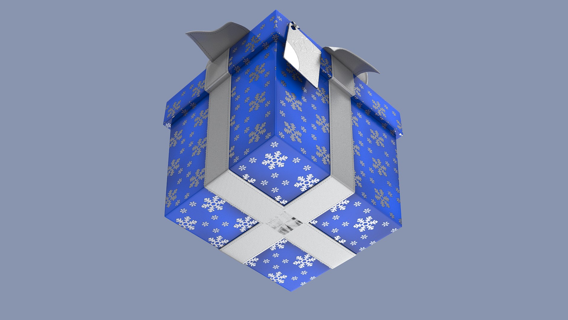 3D Gift Box Cube Label Blue Model - TurboSquid 1741455